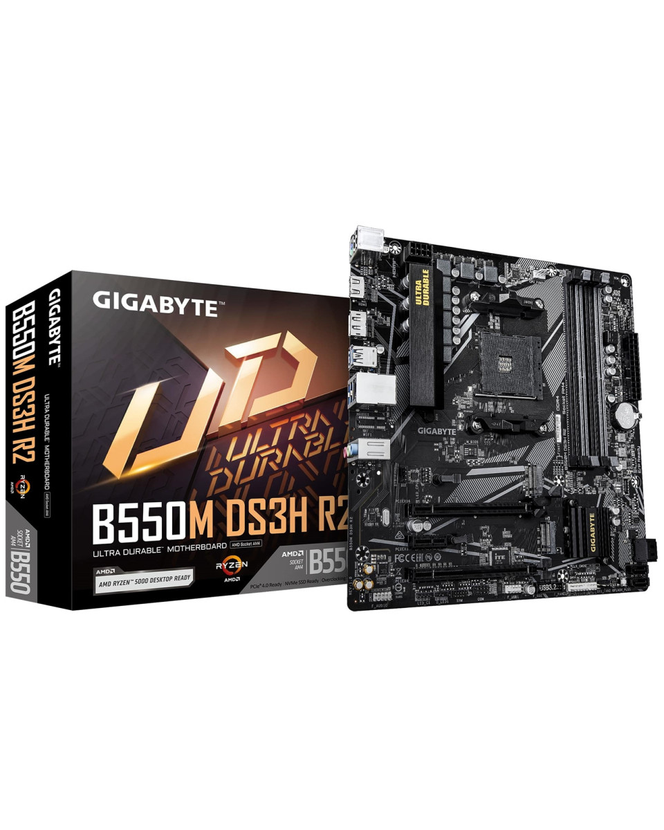 Gigabyte B550M DS3H R2 AMD AM4 Socket Micro ATX Motherboard, Dual ...
